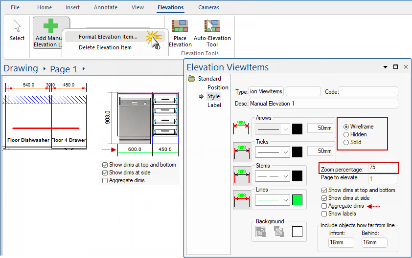 Elevations [Plan Tool] ribbon commands